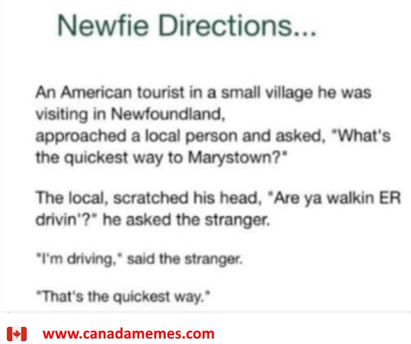 Newfie Directions - 🇨🇦 Canada Memes